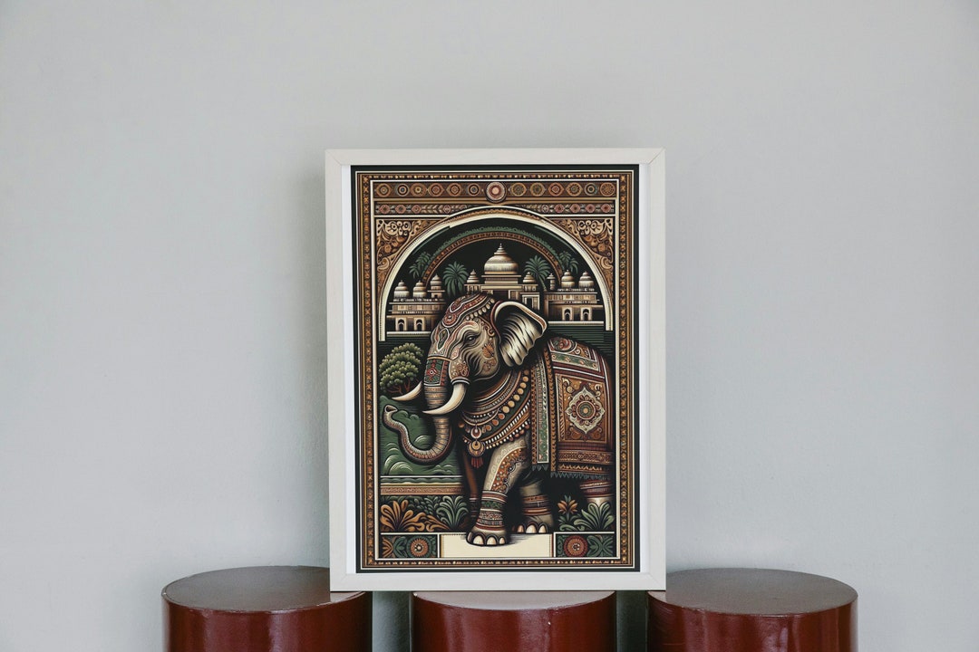 Indian Art Print Elephant Wall Poster India Traditional Art Print ...