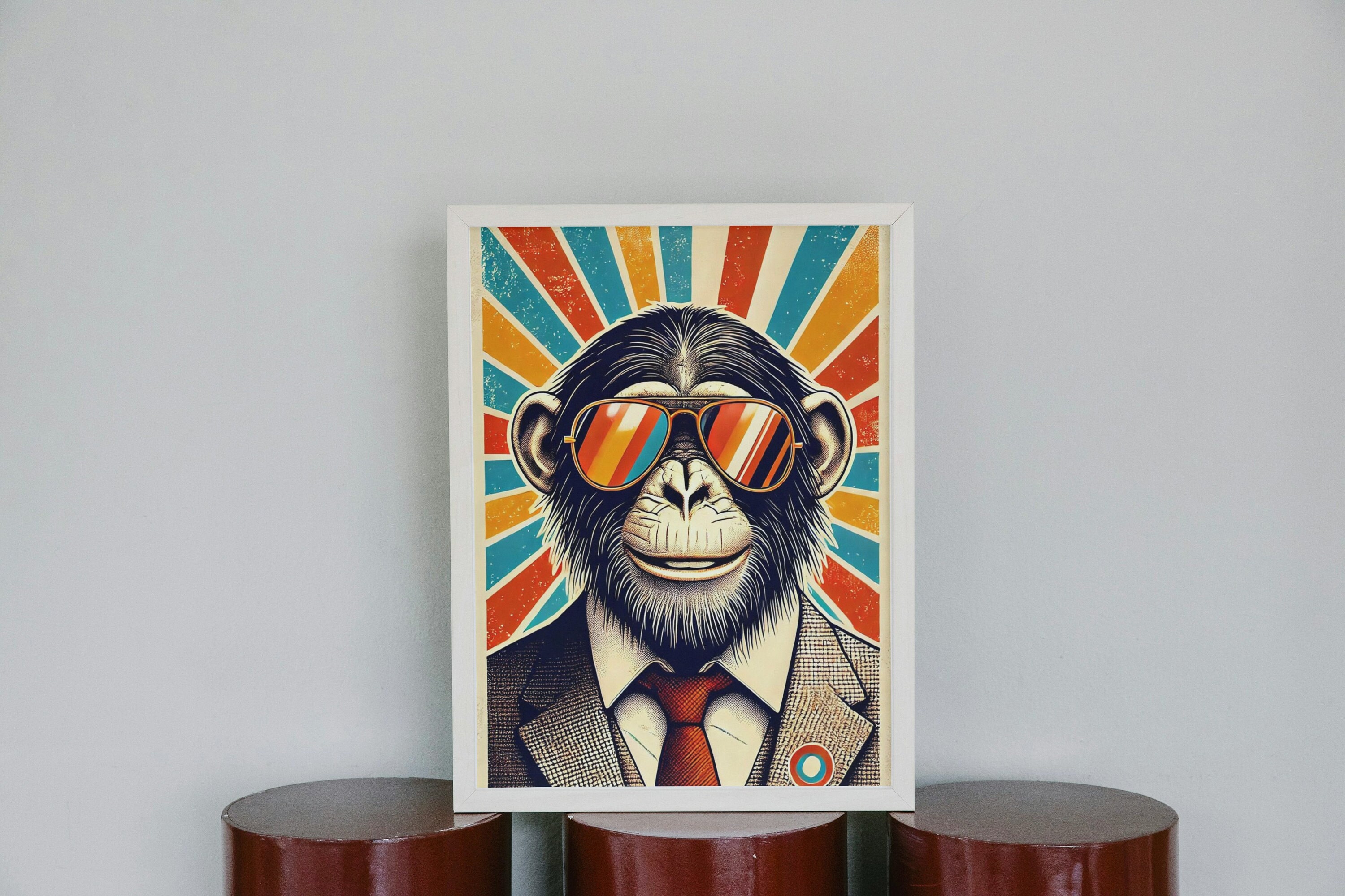Chimp Poster Style Print Cool Ape Poster Monkey With Sunglasses Fun Art ...
