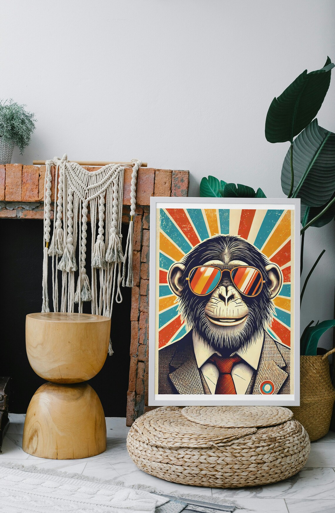 Chimp Poster Style Print Cool Ape Poster Monkey With Sunglasses Fun Art ...