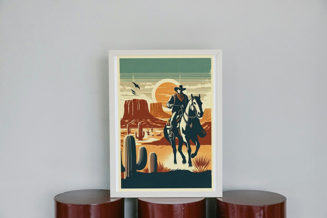 Western American Art Print Wild West Poster Traditional Art Print ...