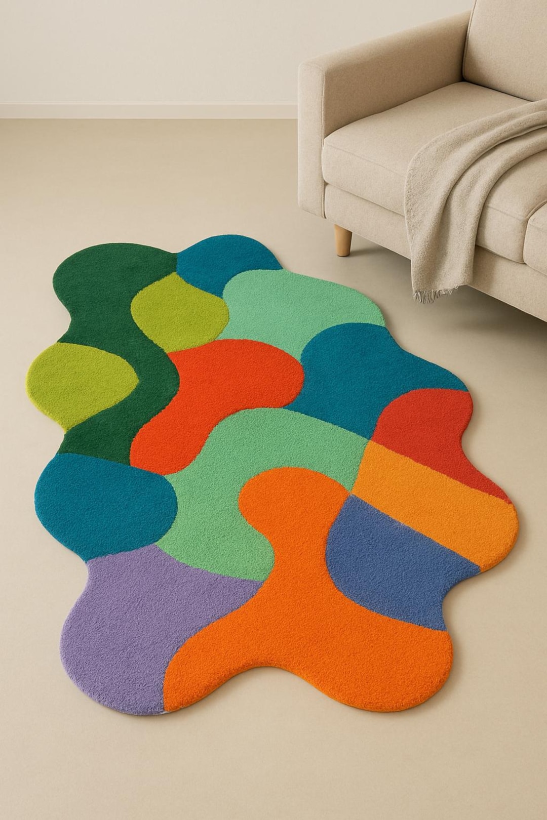 Handmade Abstract Wool Rug – Modern Organic Blob Design - Etsy