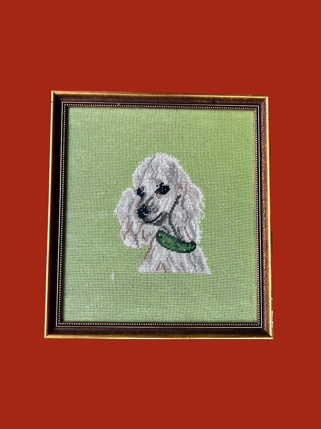 Vintage MCM Framed Poodle Dog Cross Stitch Retro Unique 16.5x15” - Etsy