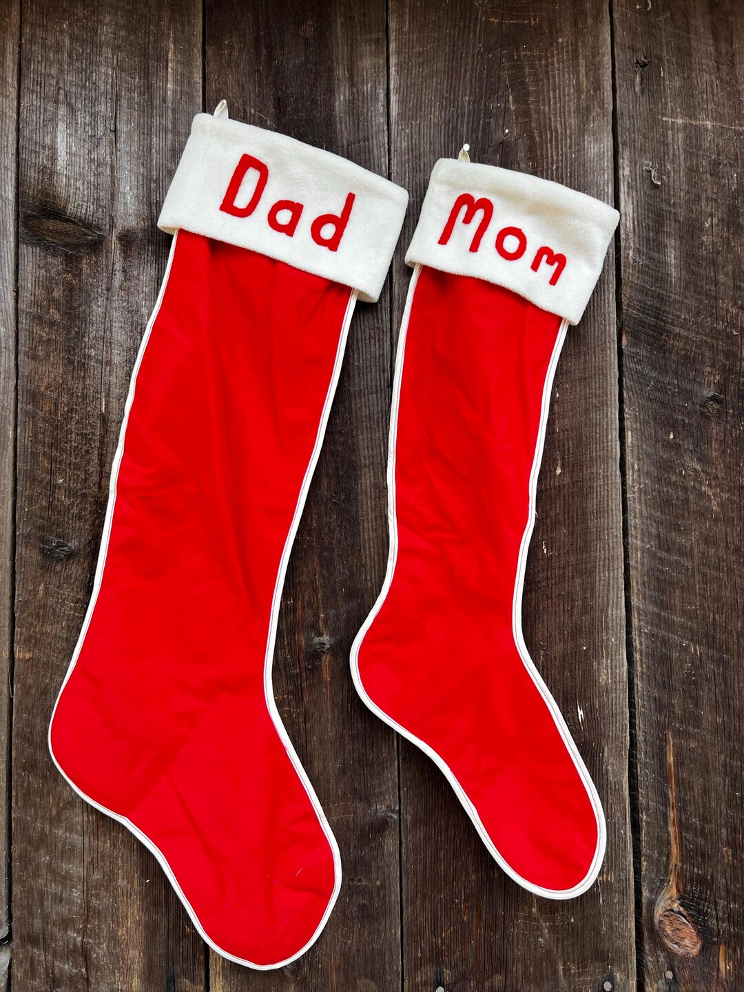 Vintage Retro Christmas Stockings Mom Dad Handmade - Etsy