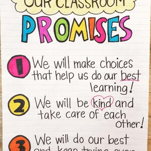 Class Promises Rules Expectations Anchor Chart Learning Classroom ...