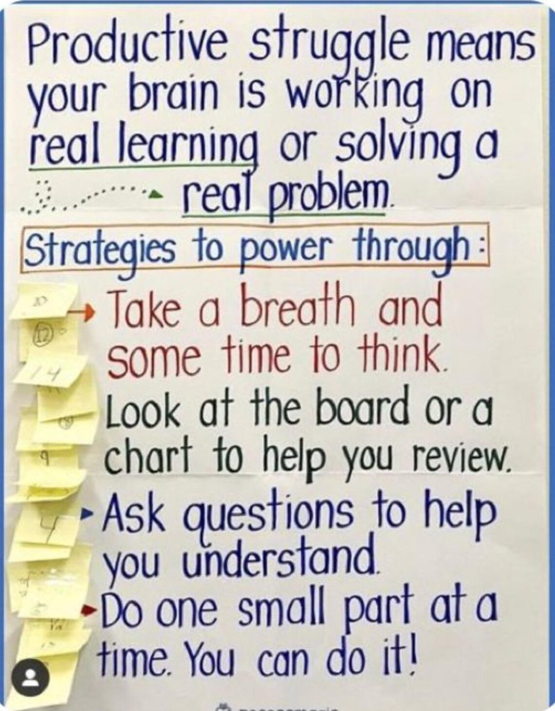 Growth Mindset SEL Productive Struggle Anchor Chart Elementary Middle ...