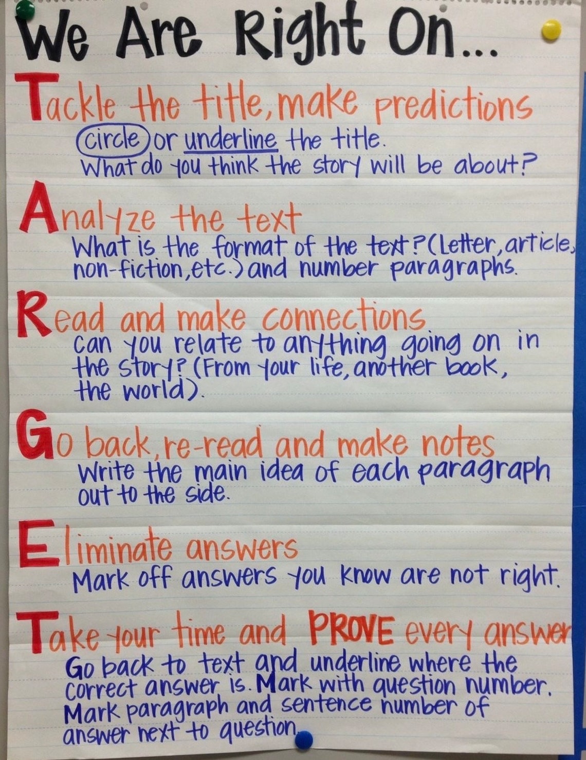 State Exam Test Prep Multiple Choice Strategies Anchor Learning Chart ...