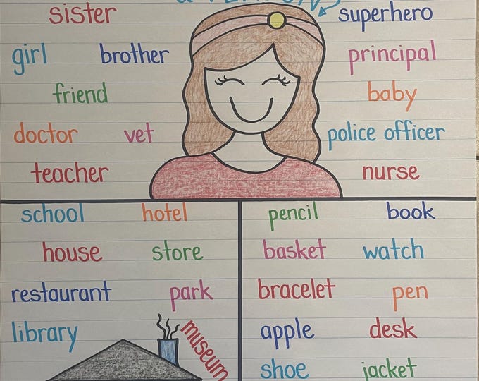 Nouns Person Place Thing Primary Grammar Skills Anchor Chart Learning ...
