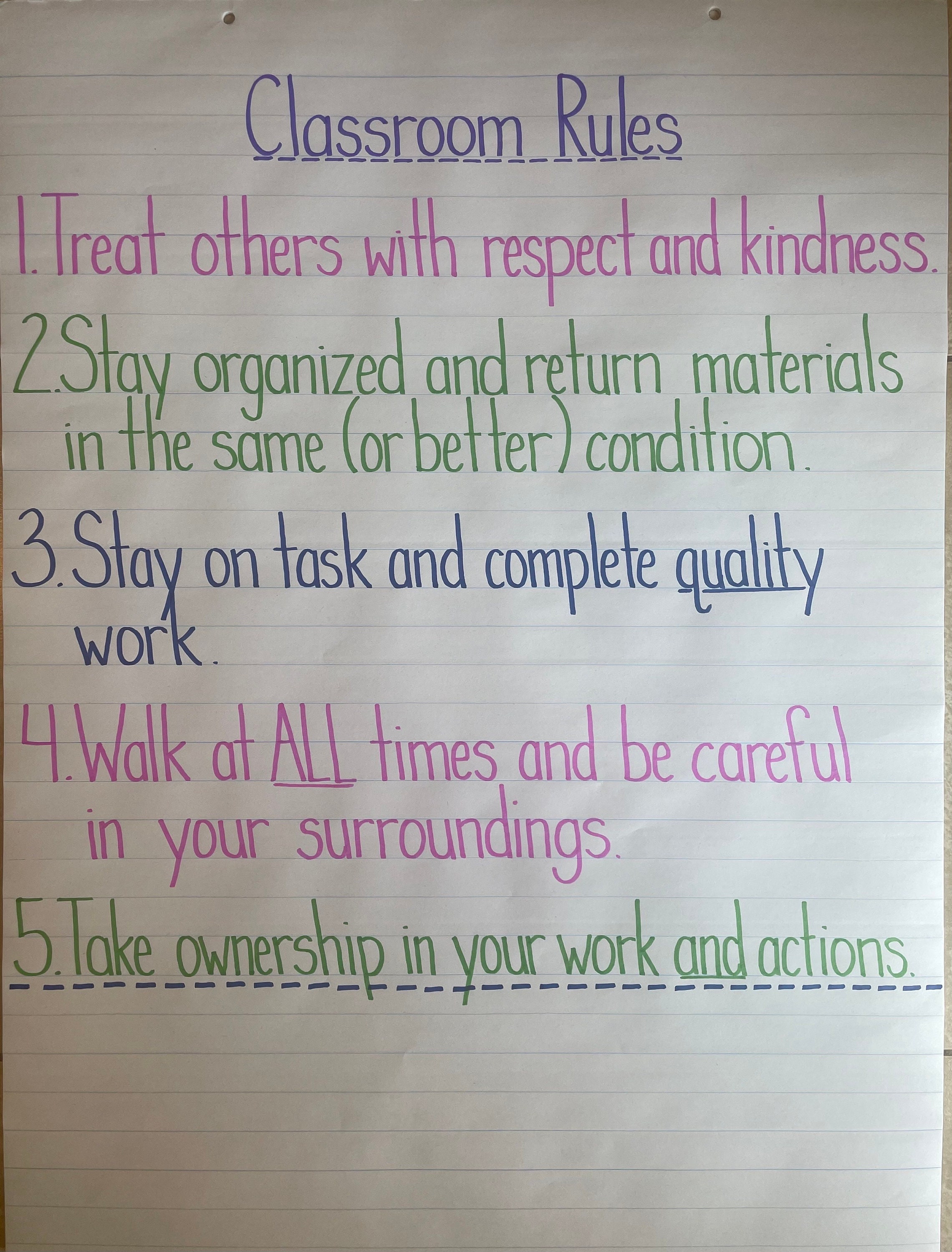 Class Rules Expectations Primary Kindergarten Anchor Chart Learning ...