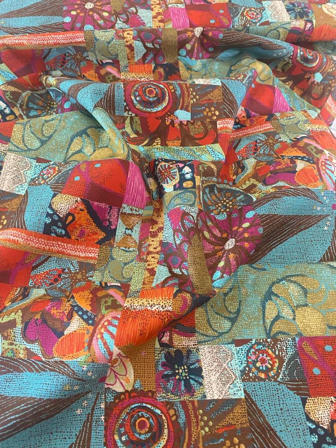 Patchwork Collage Fabric - Etsy