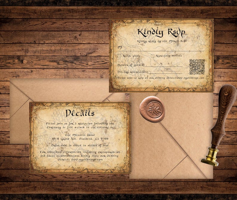 Lord of the Rings Invitation Bundle, Elven Tolkien LOTR Invitation ...