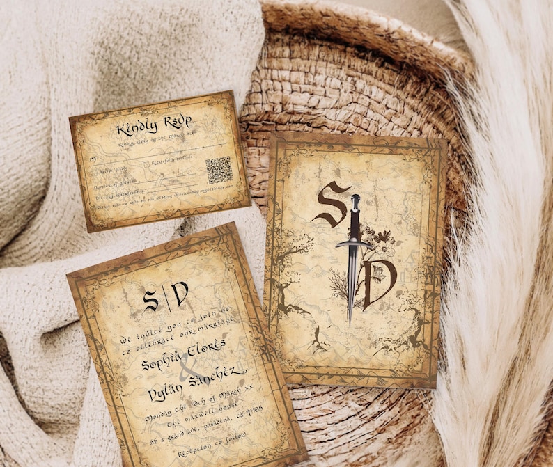 Lord of the Rings Invitation Bundle, Elven Tolkien LOTR Invitation ...