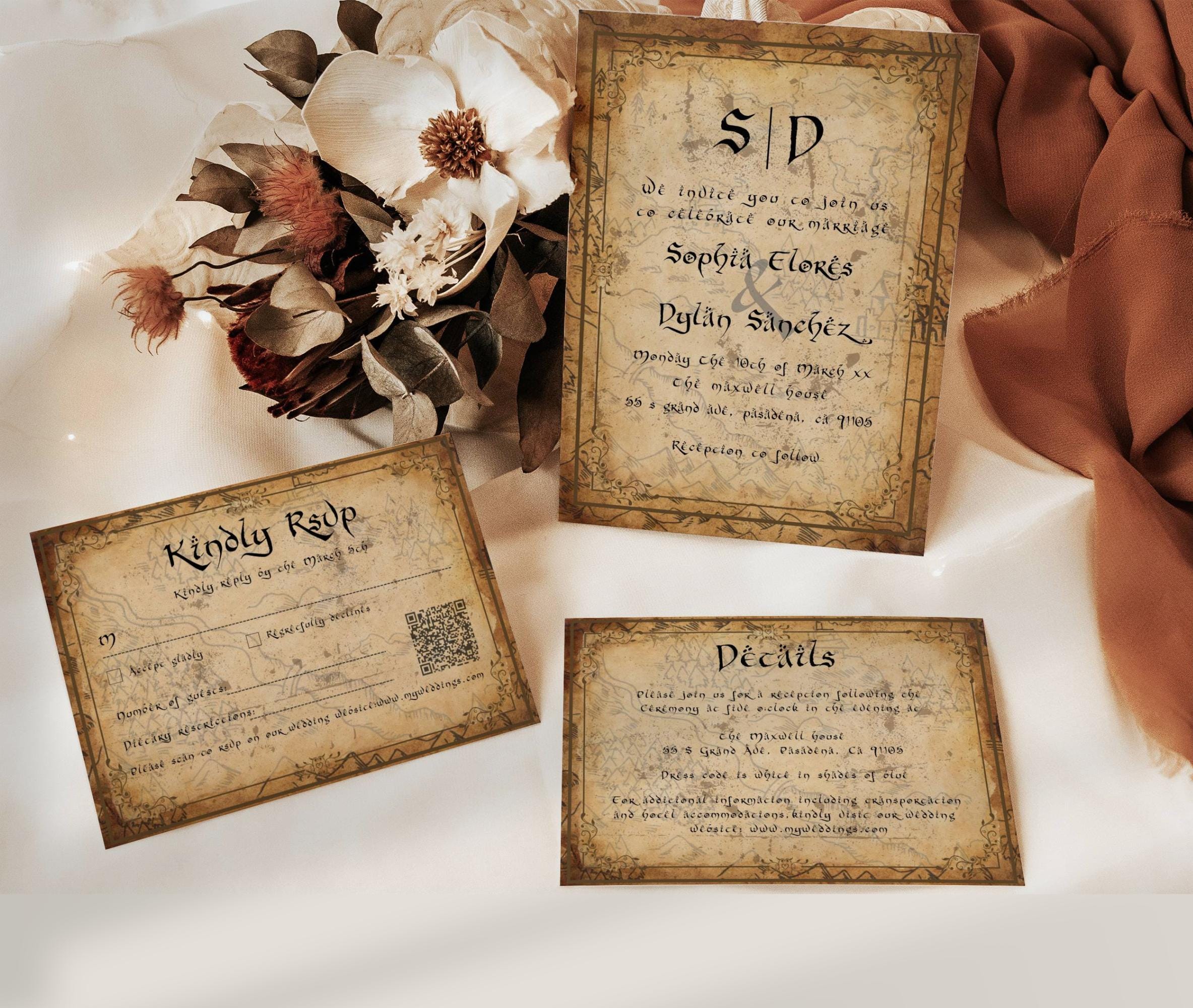 Lord of the Rings Invitation Bundle, Elven Tolkien LOTR Invitation ...