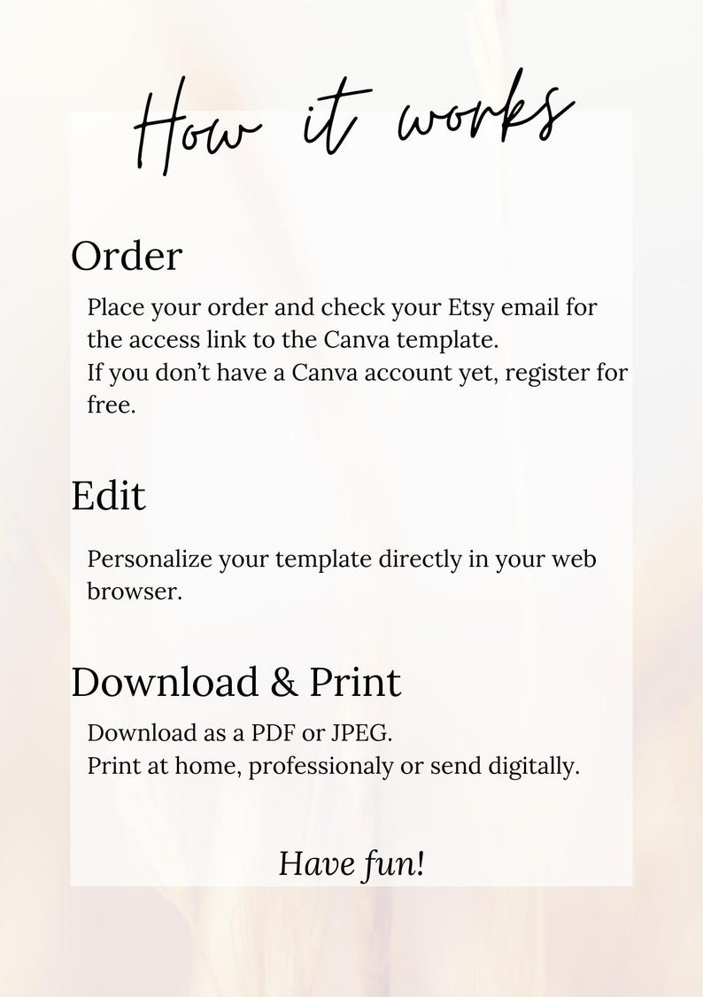 Wedding Detail Card Template Minimalist, Simple Detail Card, Editable ...