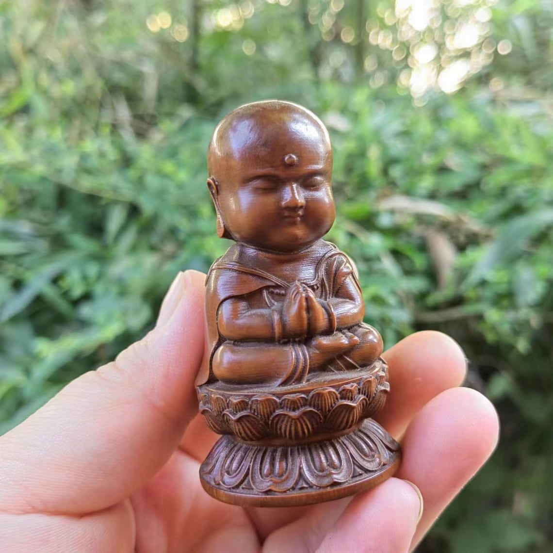 Wood Carving Meditating Buddha Mini Dharma Peace Zen Bodhisattva ...