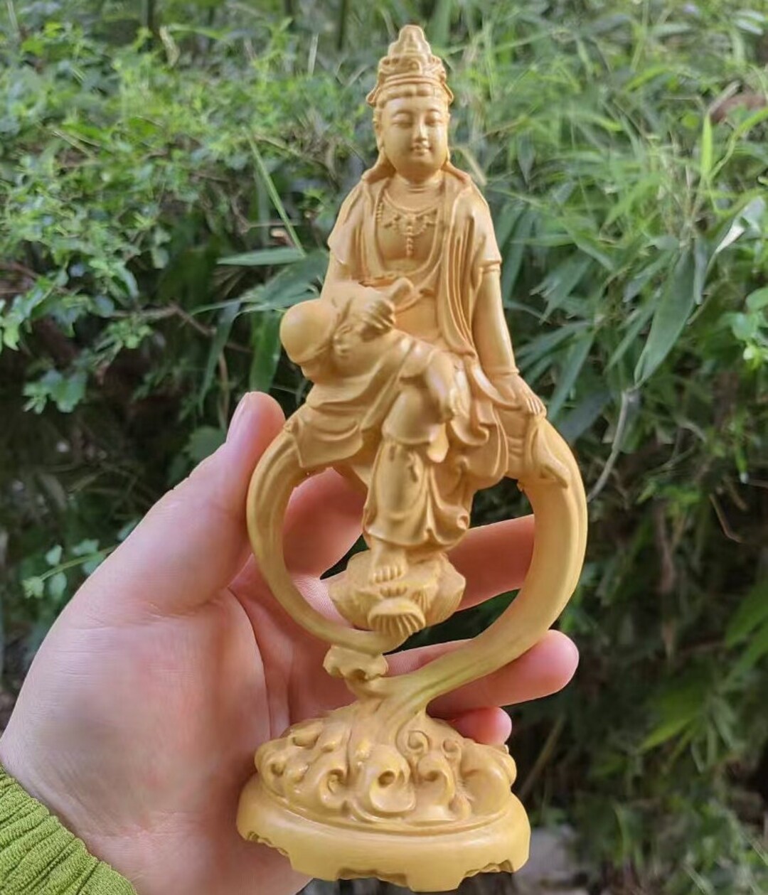 Buddha Statue Wood Carving Bodhisattva Antique Wood Carved Monk Chinese ...