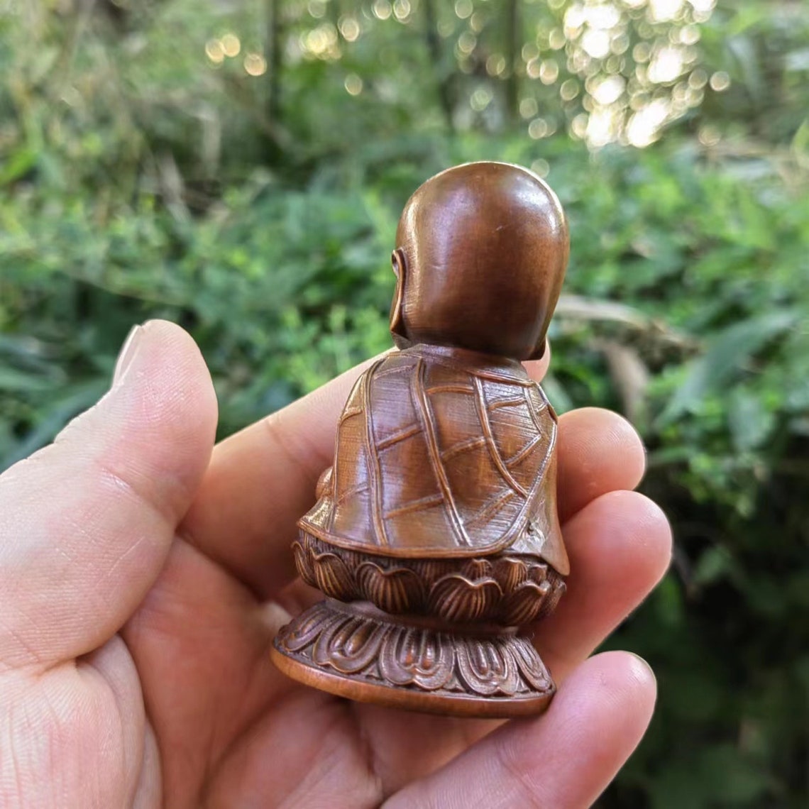 Wood Carving Meditating Buddha Mini Dharma Peace Zen Bodhisattva ...
