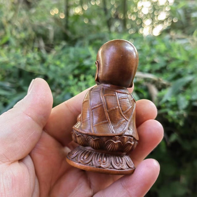 Wood Carving Meditating Buddha Mini Dharma Peace Zen Bodhisattva ...