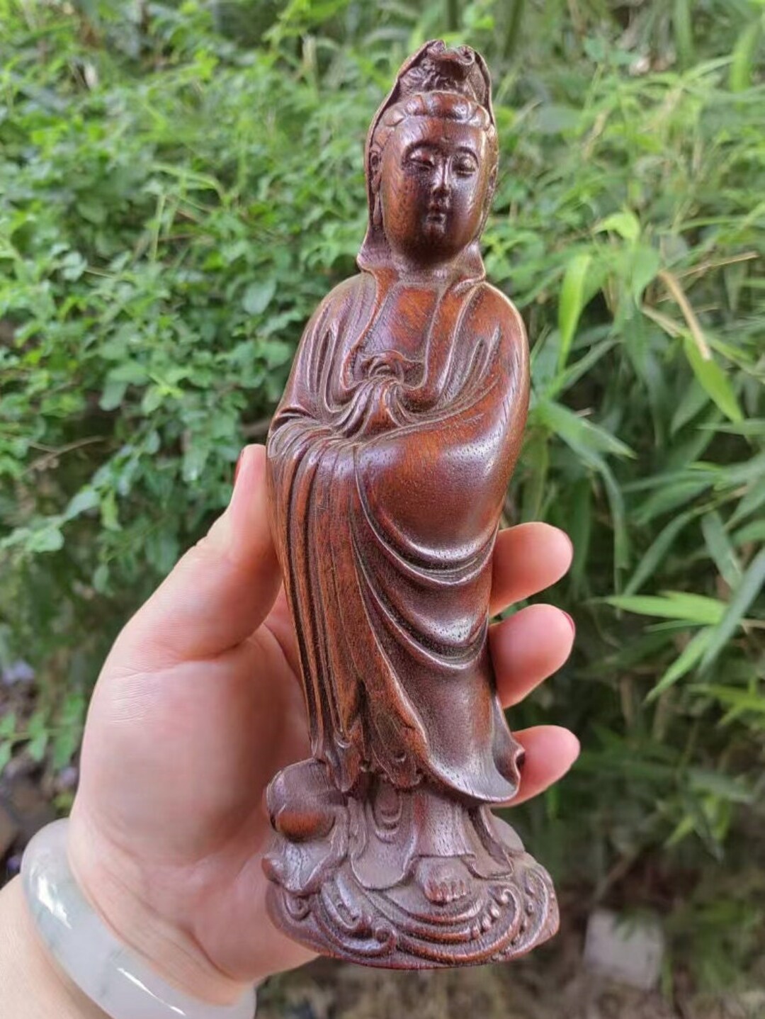 Buddha Statue Wood Carving Bodhisattva Antique Wood Carved Monk Chinese ...
