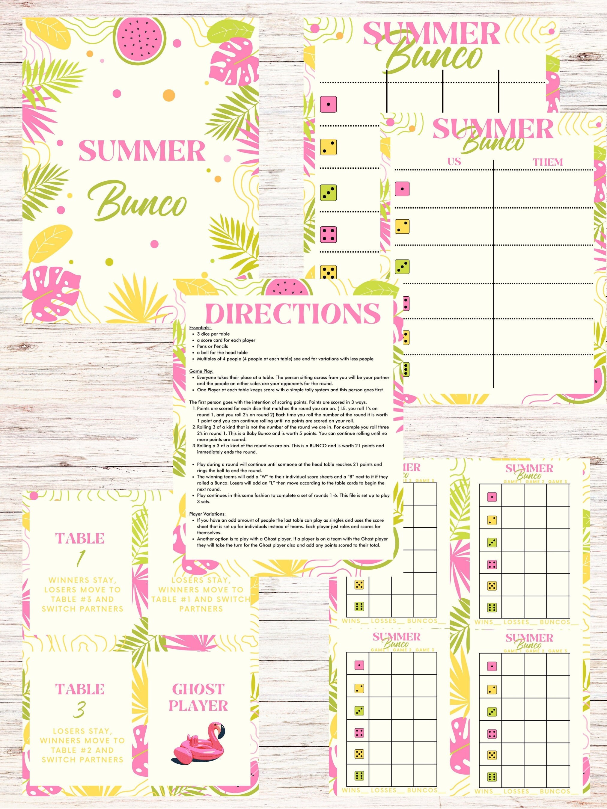 Summer Bunco Party Set - Etsy