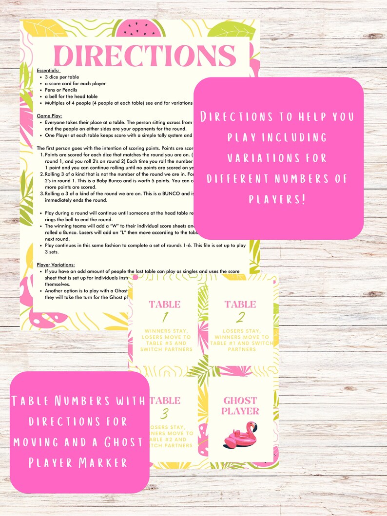 Summer Bunco Party Set - Etsy