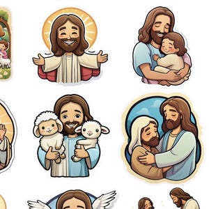 Printable Jesus Stickers - Christian Sticker, Digital Download, Bible ...
