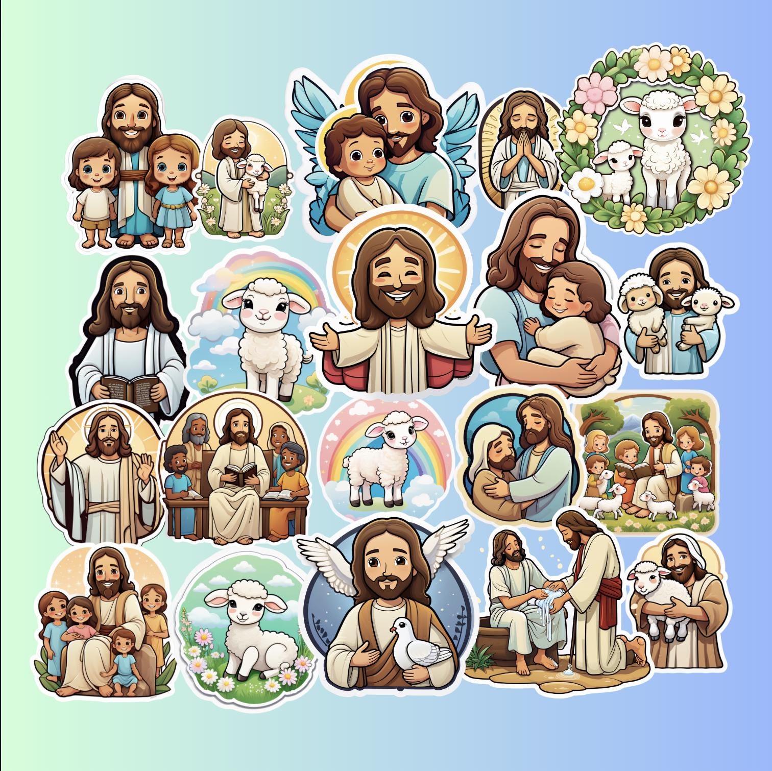 Printable Jesus Stickers - Christian Sticker, Digital Download, Bible ...