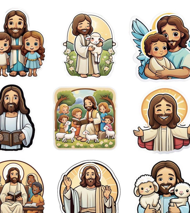 Printable Jesus Stickers - Christian Sticker, Digital Download, Bible ...