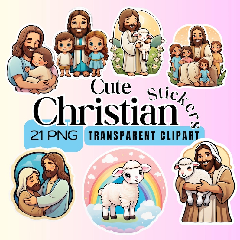 Printable Jesus Stickers - Christian Sticker, Digital Download, Bible ...