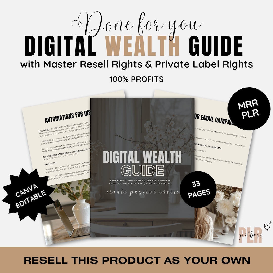 Digital Wealth Guide With Master Resell Rights| PLR & MRR | Faceless Digital Marketing | Guide ...