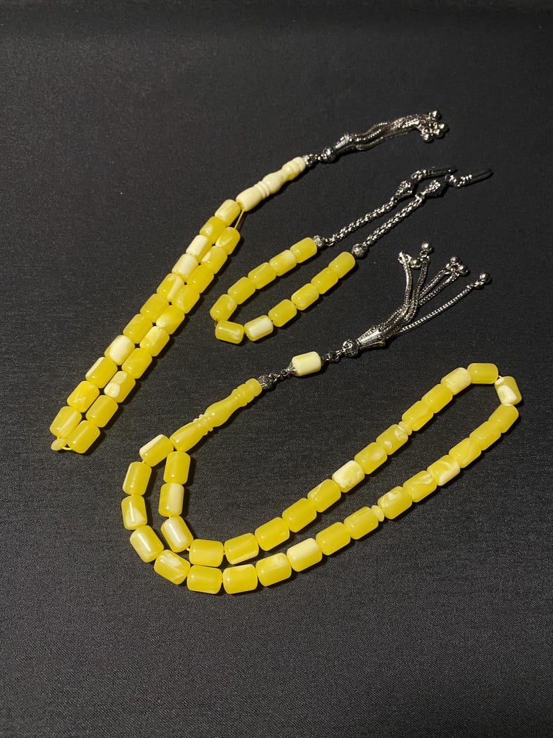 Beirut Drop Amber Rosary Set: 33-bead, 21-bead, and 11-piece Zaza Prayer Beads for Collectors ...