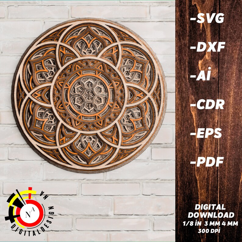 Intricate Laser Cut Mandala Digital Design Dxf, Svg, Pdf, Eps and More ...