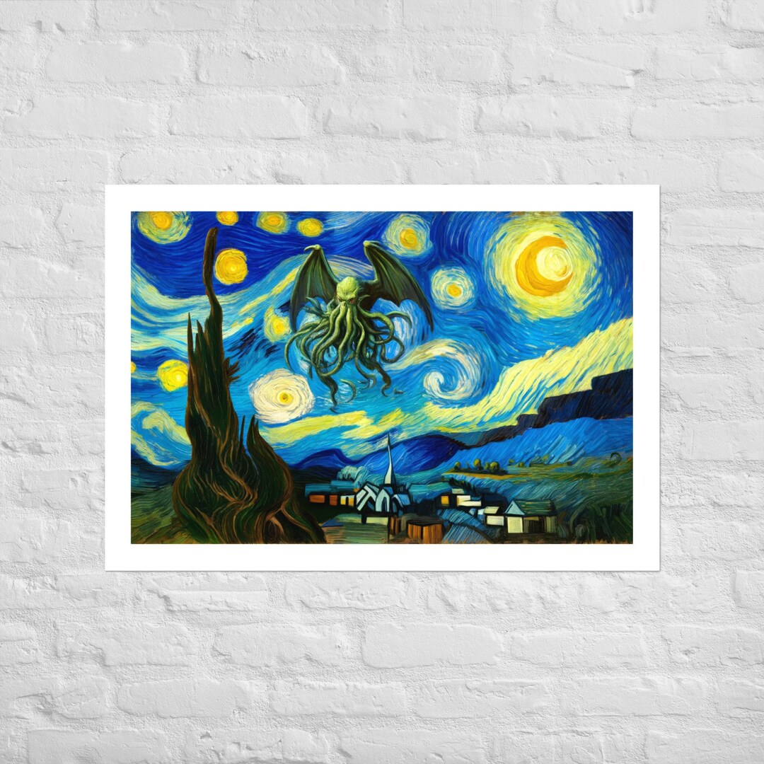 Starry Night Descendant Cthulhu Mythos Cool Art Poster - Etsy