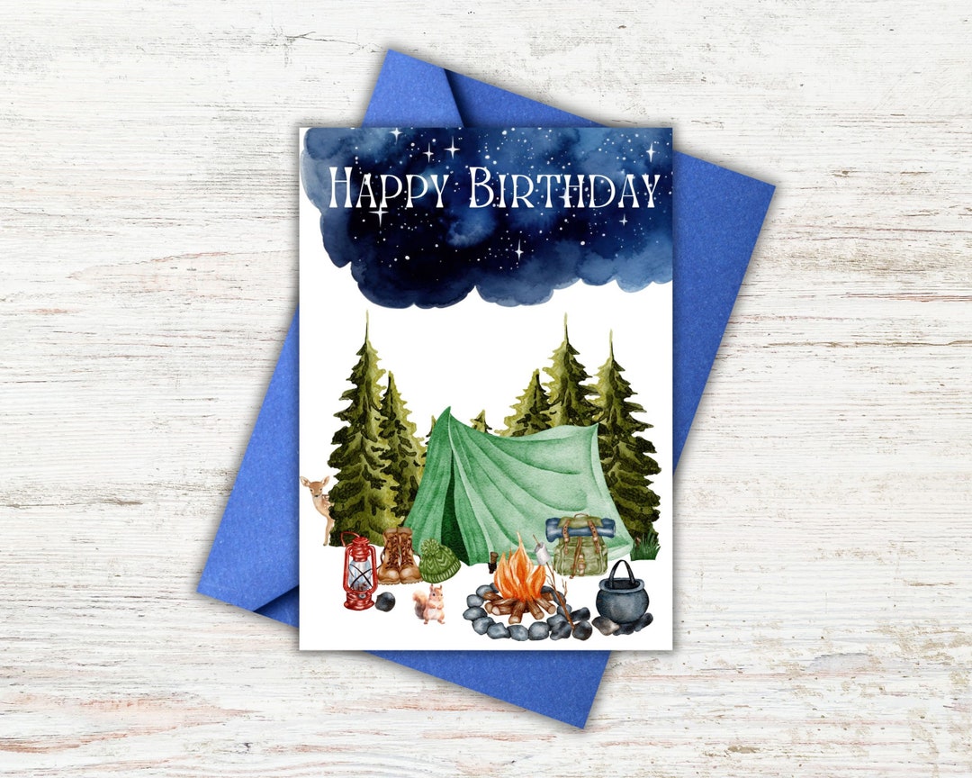 Camping Birthday Card - Etsy
