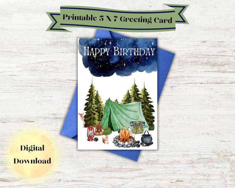 Camping Birthday Card - Etsy