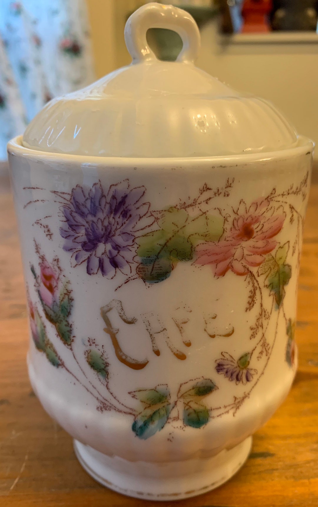 Antique Painted Cafe' Jar - Etsy