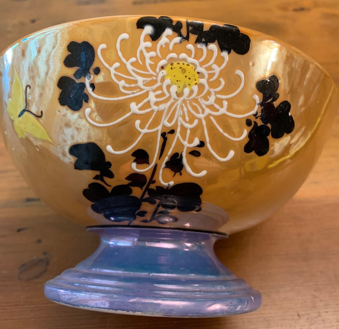 Vintage Japanese Lusterware Pedestal Bowl - Etsy