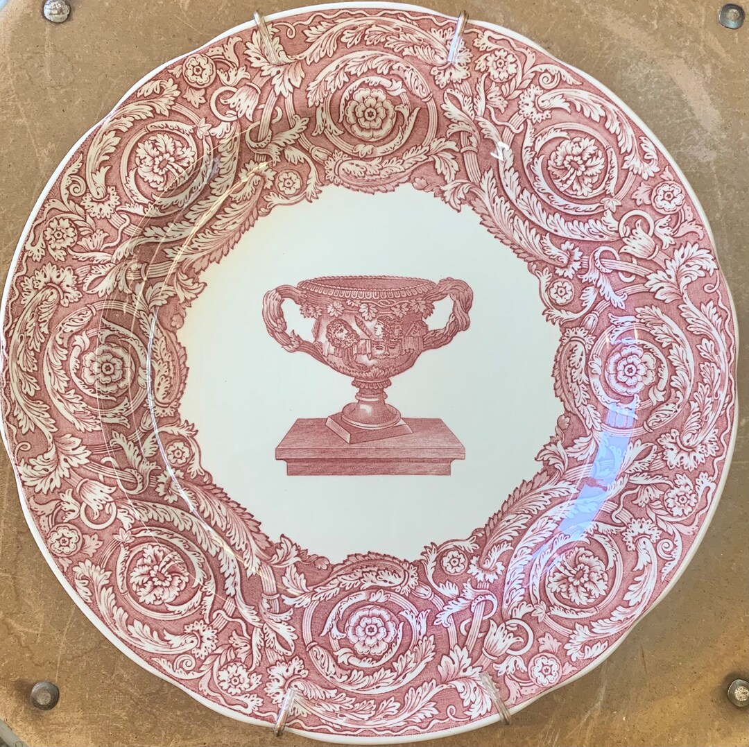 Spode Red Transferware Plate Wall Vintage Red Pink Plate the Spode ...