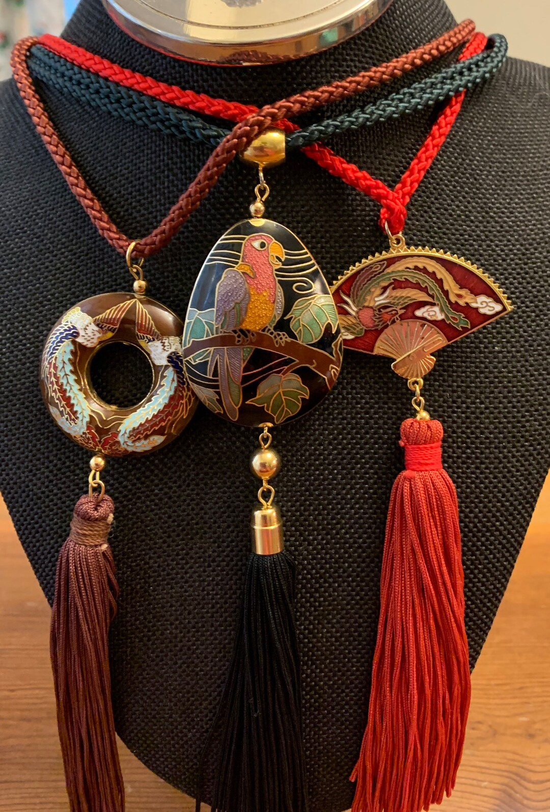 3 1990s Boho Necklaces W Chunky Cloisonné Pendants - Etsy Canada