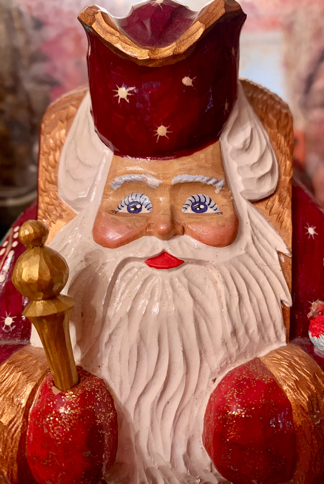 Hand Carved Celestial Santa Father Christmas, European Santa Claus ...