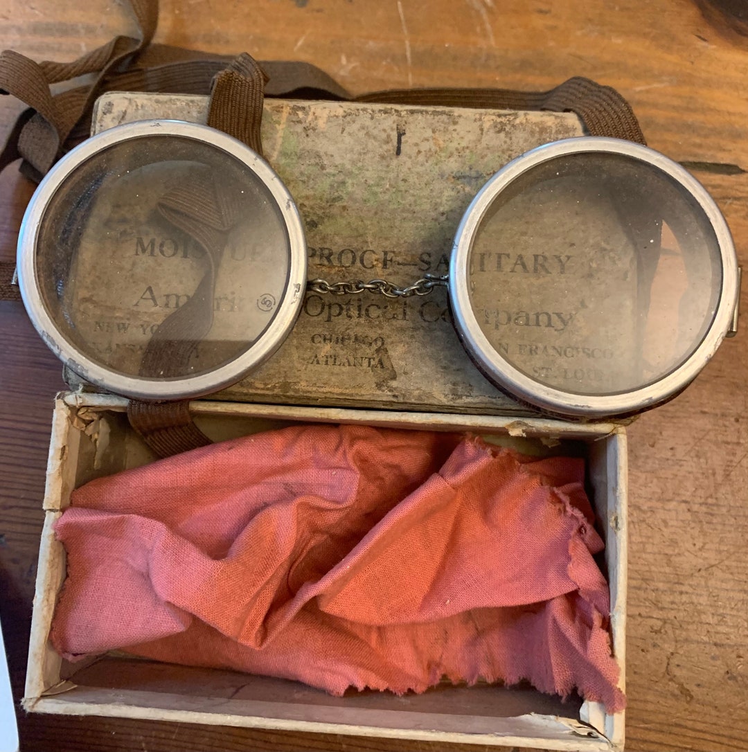 1945 Duralite Safety Googles Antique Glasses Eyewear American Optical ...