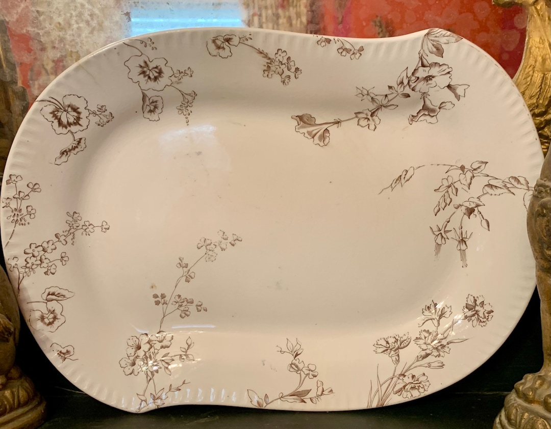 Large Antique Ironstone Brown Transferware Platter by Johnson Brothers ...
