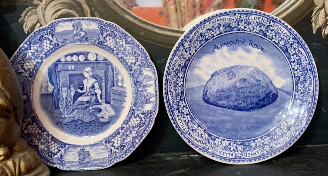 2 Antique Ironstone Blue Transferware Plates English Ironstone ...