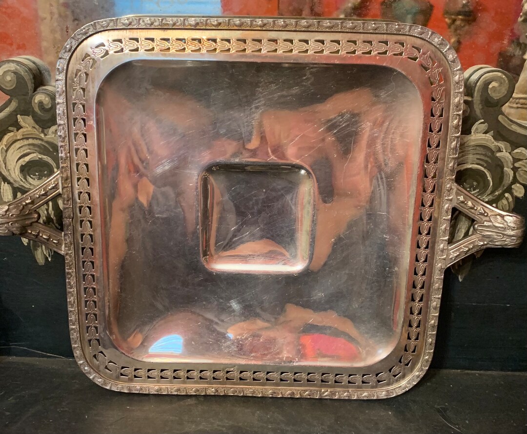Vintage Square Siver Plate Serving Tray Victorian Style Magical Home ...