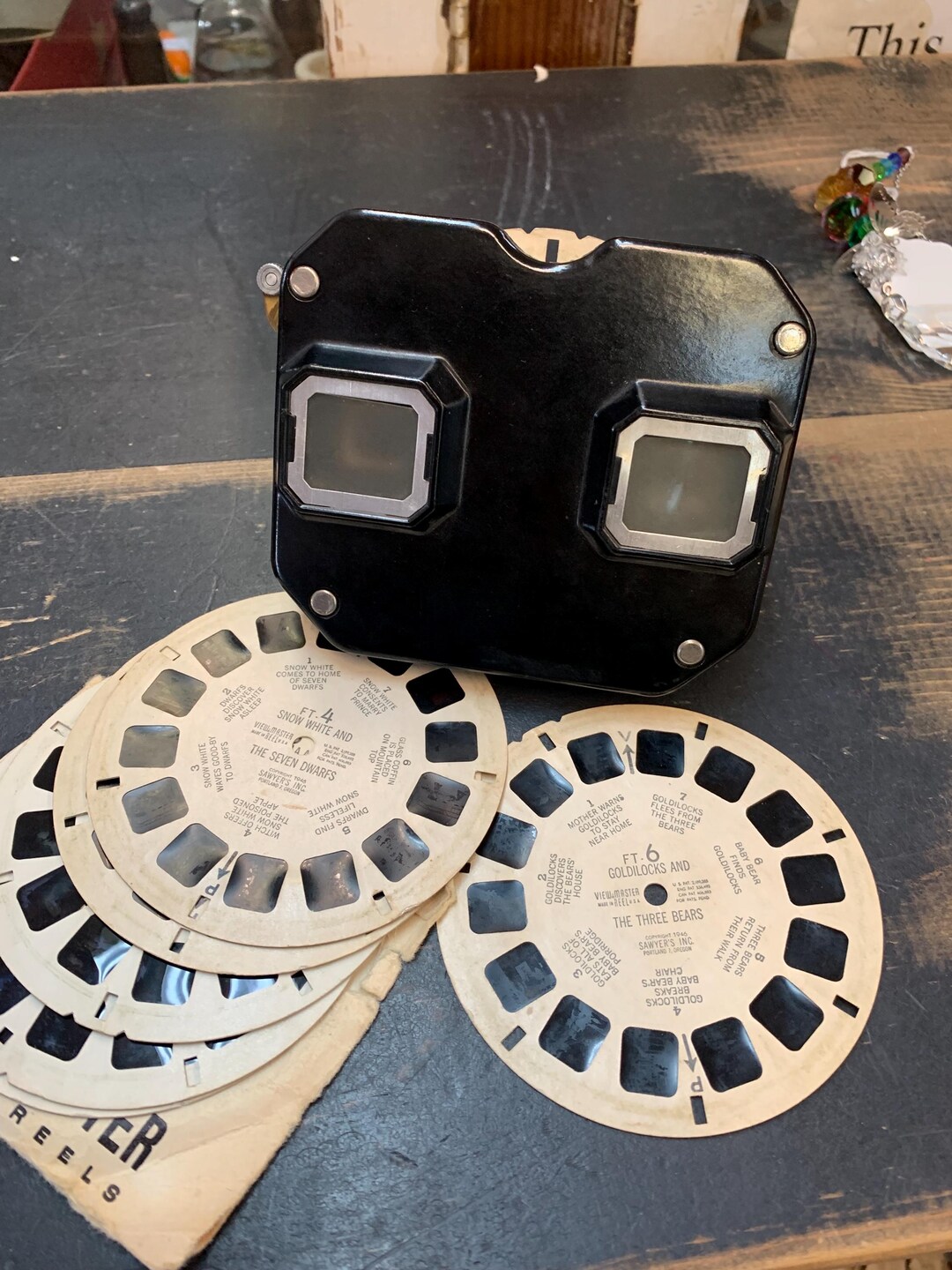 1950s Sawyer Viewmaster & 7 Vintage Slides Rudolph Cinderella Casper ...