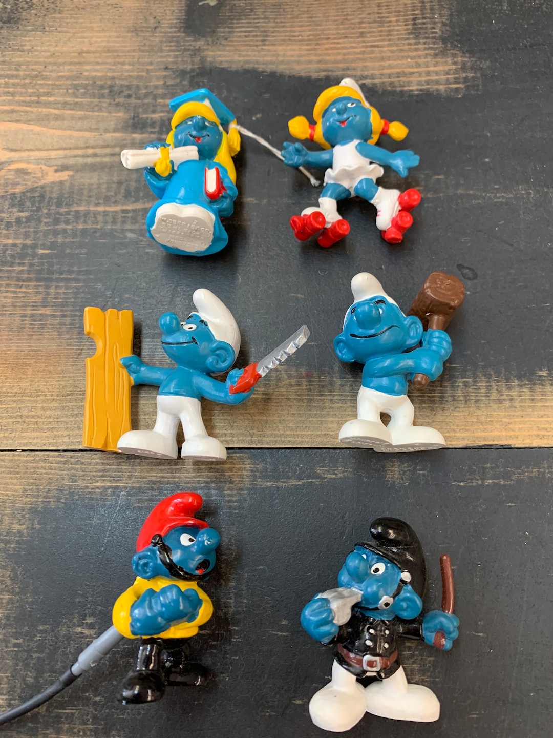 Vintage Set of 6 Schleich Smurfs Gift Pop Cultute Retro Smurfette ...