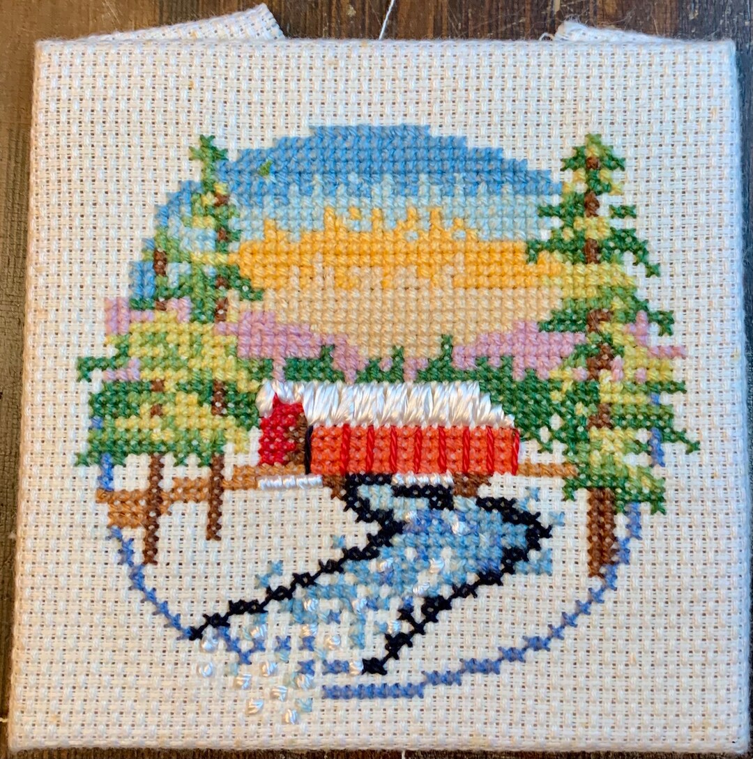 Vintage Farmhouse Cross Stitch Art Covered Barn in Summer Cabincore ...