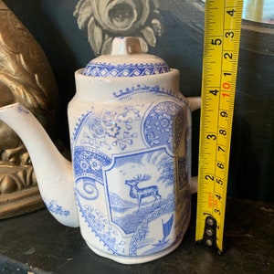 Antique English Ironstone Tea Pot Blue Transferware Victorian Child's ...