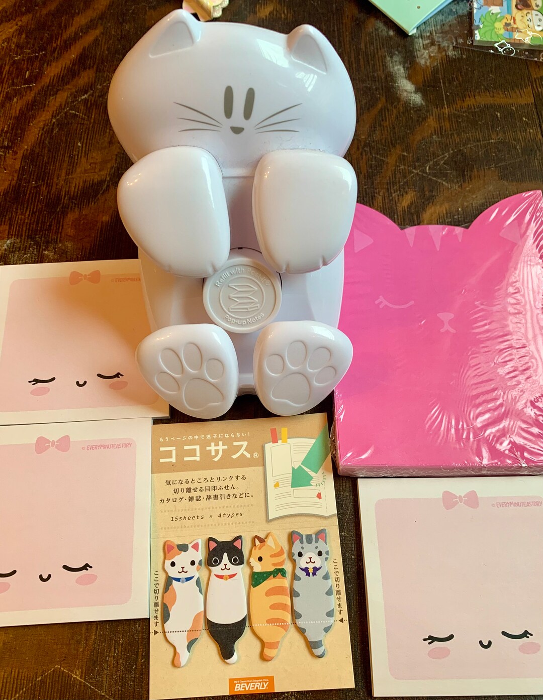 Cute Kawaii Cat Post-it Holder EMAS Sticky Notes Post It Cat - Etsy