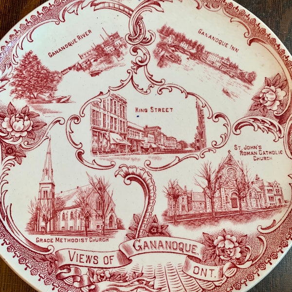 Red Transferware Plates - Etsy