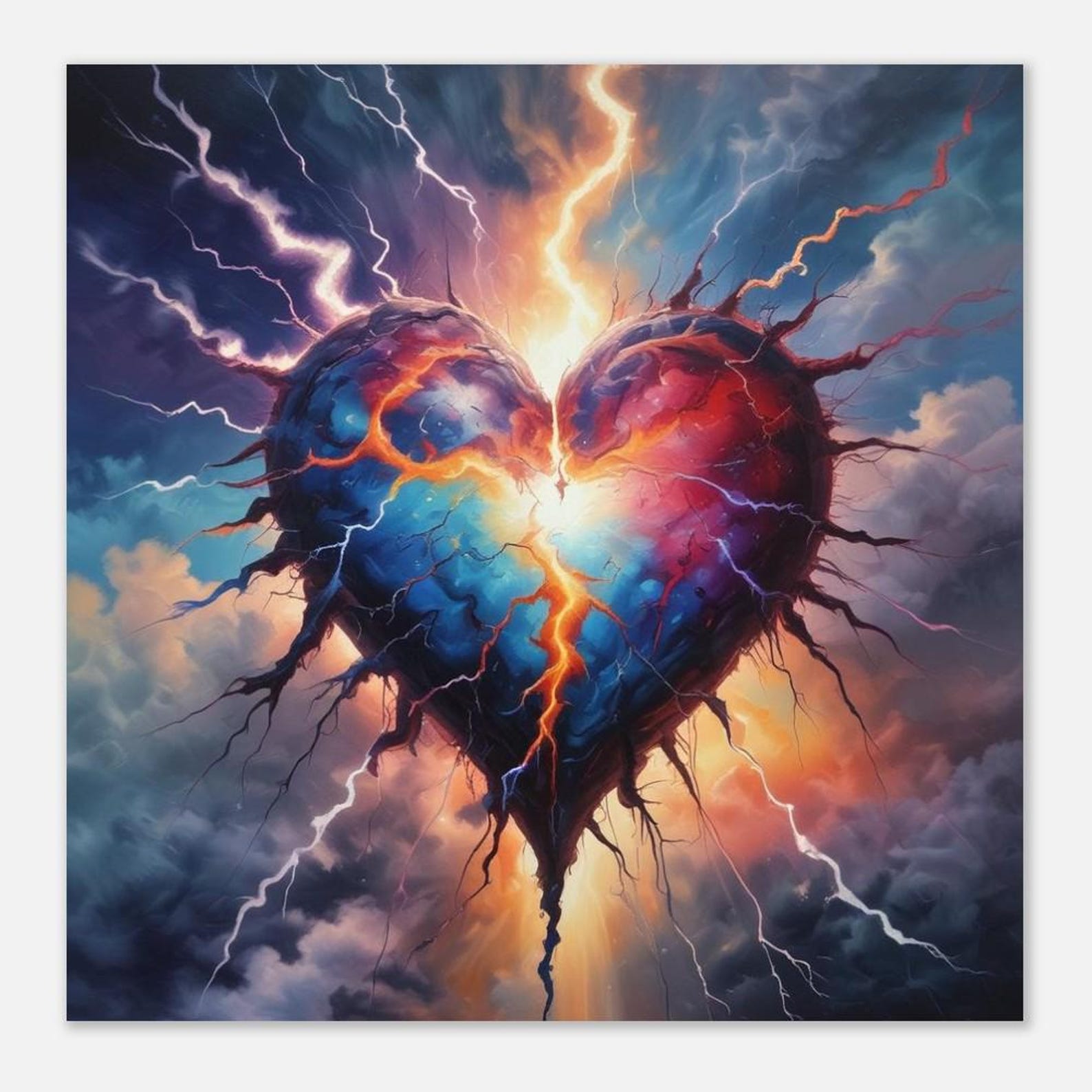 Lightning Heart Premium Semi-glossy Paper Poster 40x40 Cm / 16x16 - Etsy